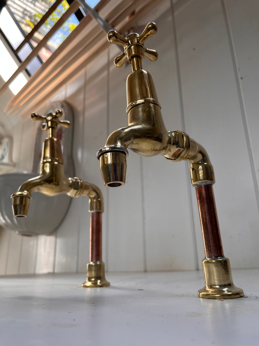 Robust pair of Vintage Kitchen Sink Bib Taps on Standpipes by Shanks ...