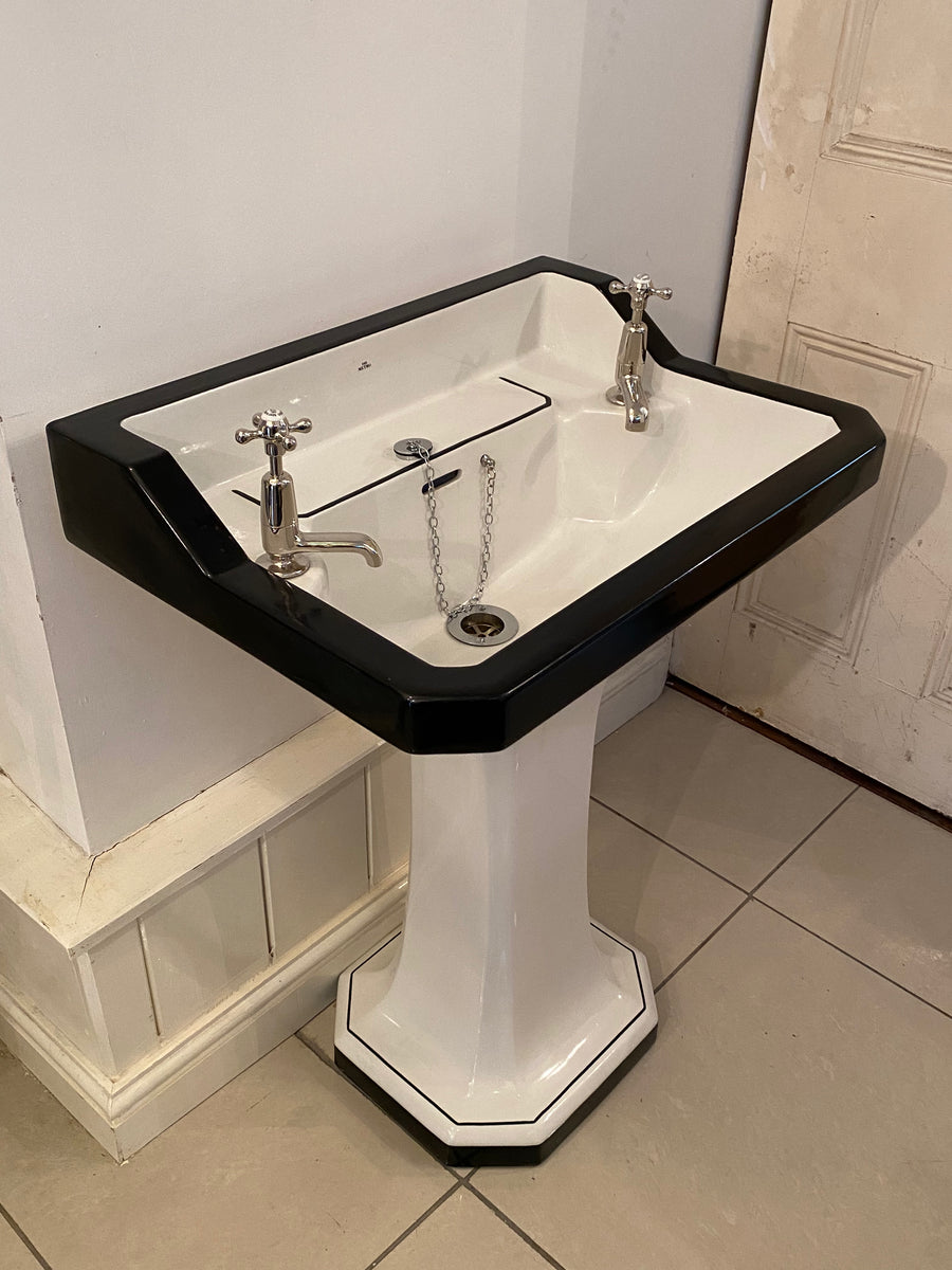 Vintage Art Deco Black and White "METRO" Basin and Pedestal C.1930 ...
