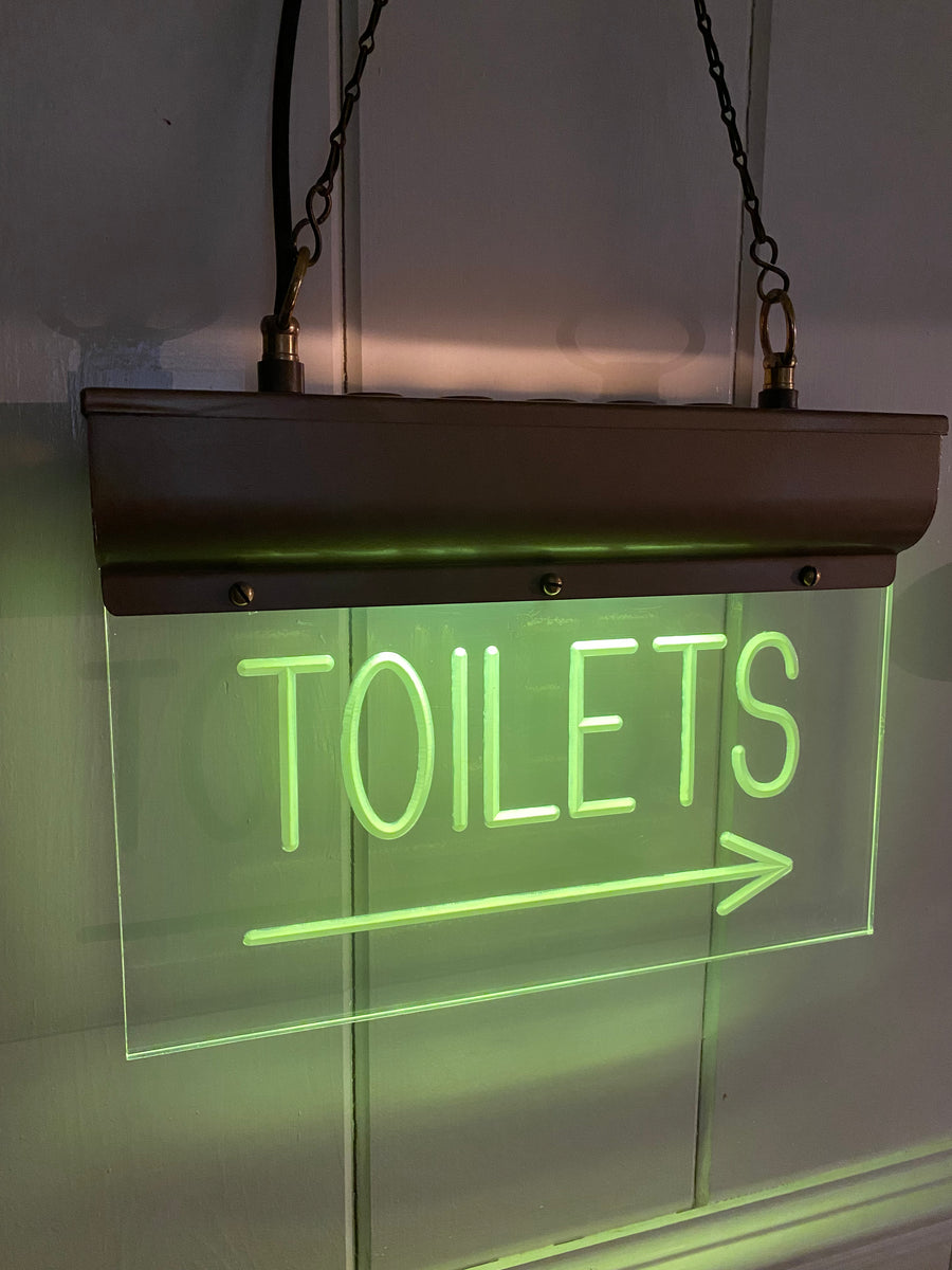 Ceiling-Hanging Perspex Illuminated "TOILETS" Sign C.1930 – stiffkey ...
