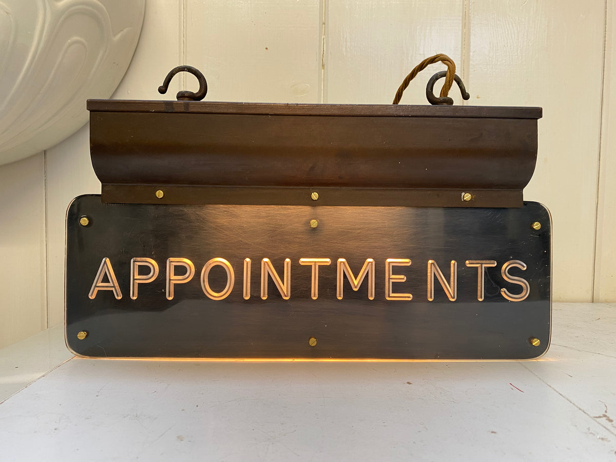 Double-Sided Illuminated Perspex Sign "APPOINTMENTS" C.1920 – stiffkey ...