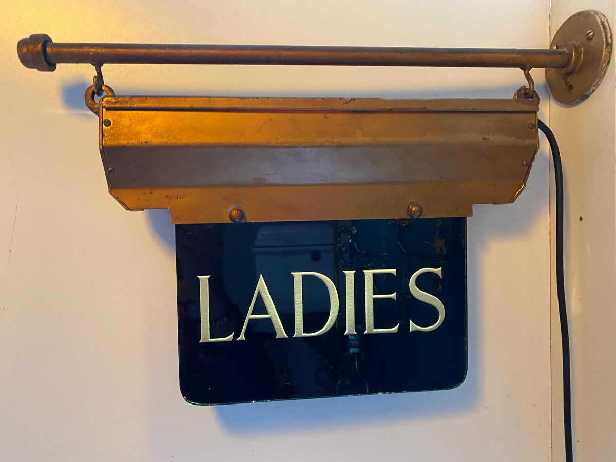 Wall-Fixing Illuminated Glass "LADIES" Double-Sided WC Sign C.1930 ...